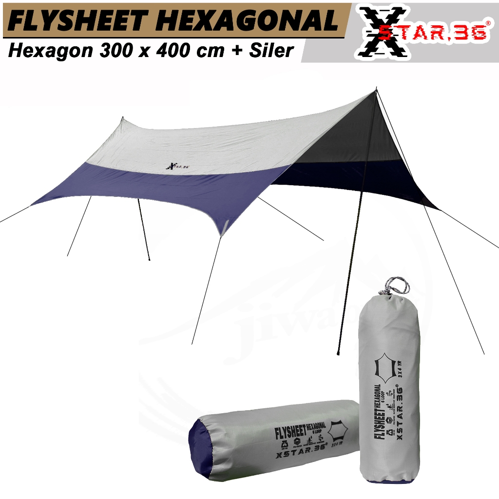 Jual Flysheet Hexagonal 3 x 4 flysheet tenda hexagon full seamseal atap ...