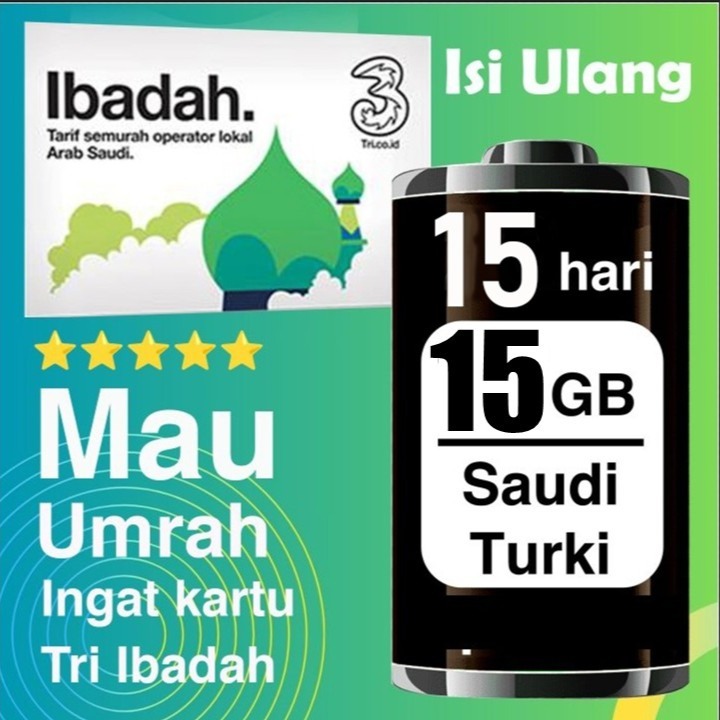 Jual Simcard Tri Ibadah 15GB 15DAY (14GB UMROH + 1GB LOKAL) internet ...