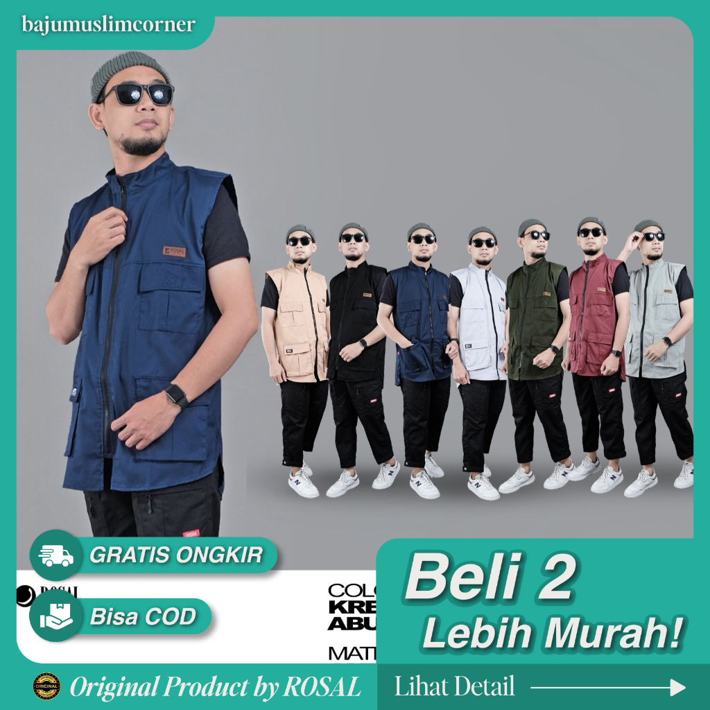 Jual Rompi Cargo ROSAL Rompi Tactical Outdoor Pria Muslim Bahan Katun ...