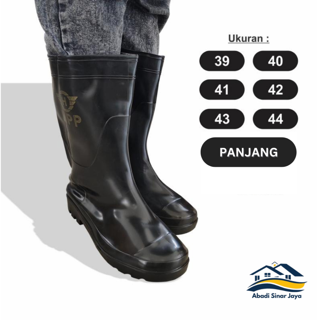 Jual [ASJ] Sepatu Boots PANJANG Hitam / Sepatu Boot Karet / Safety ...