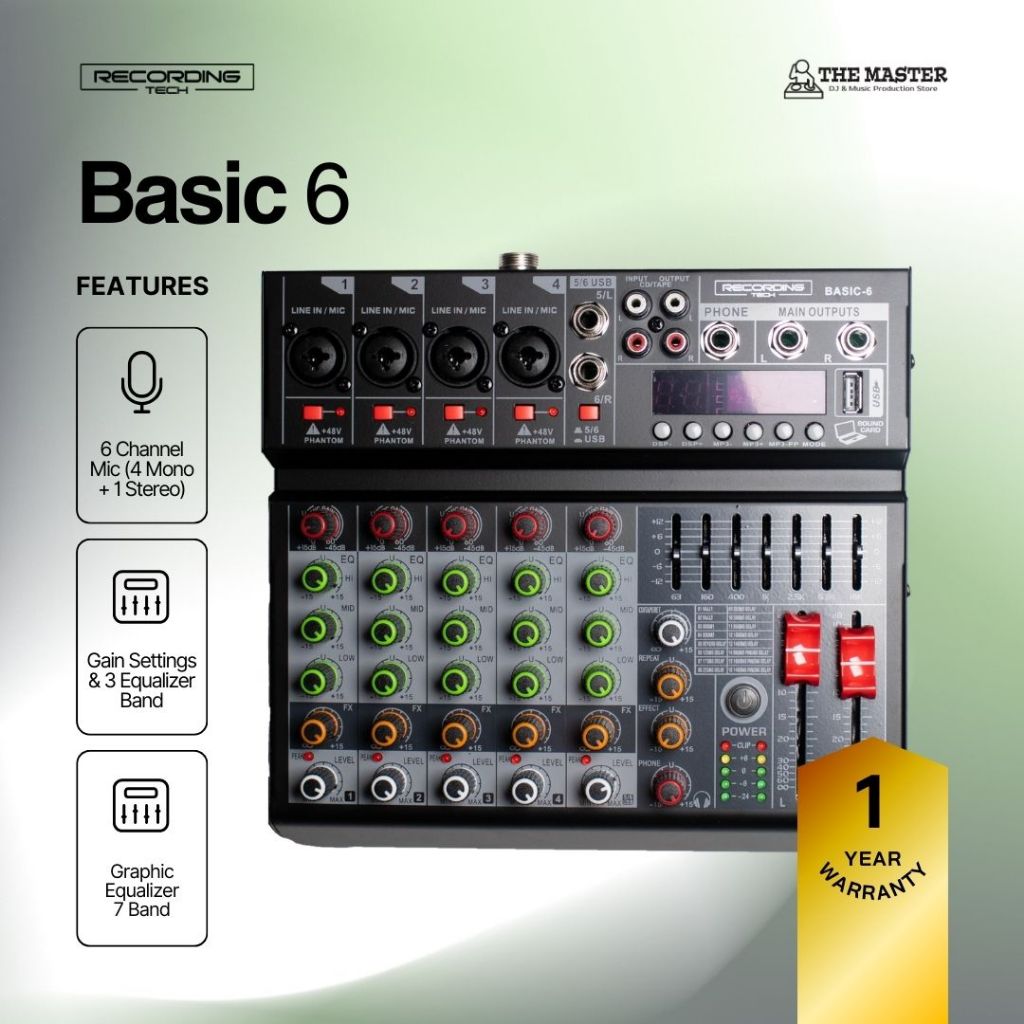 Jual Recording Tech BASIC 6 6 Channel USB Audio Mixer | Shopee Indonesia