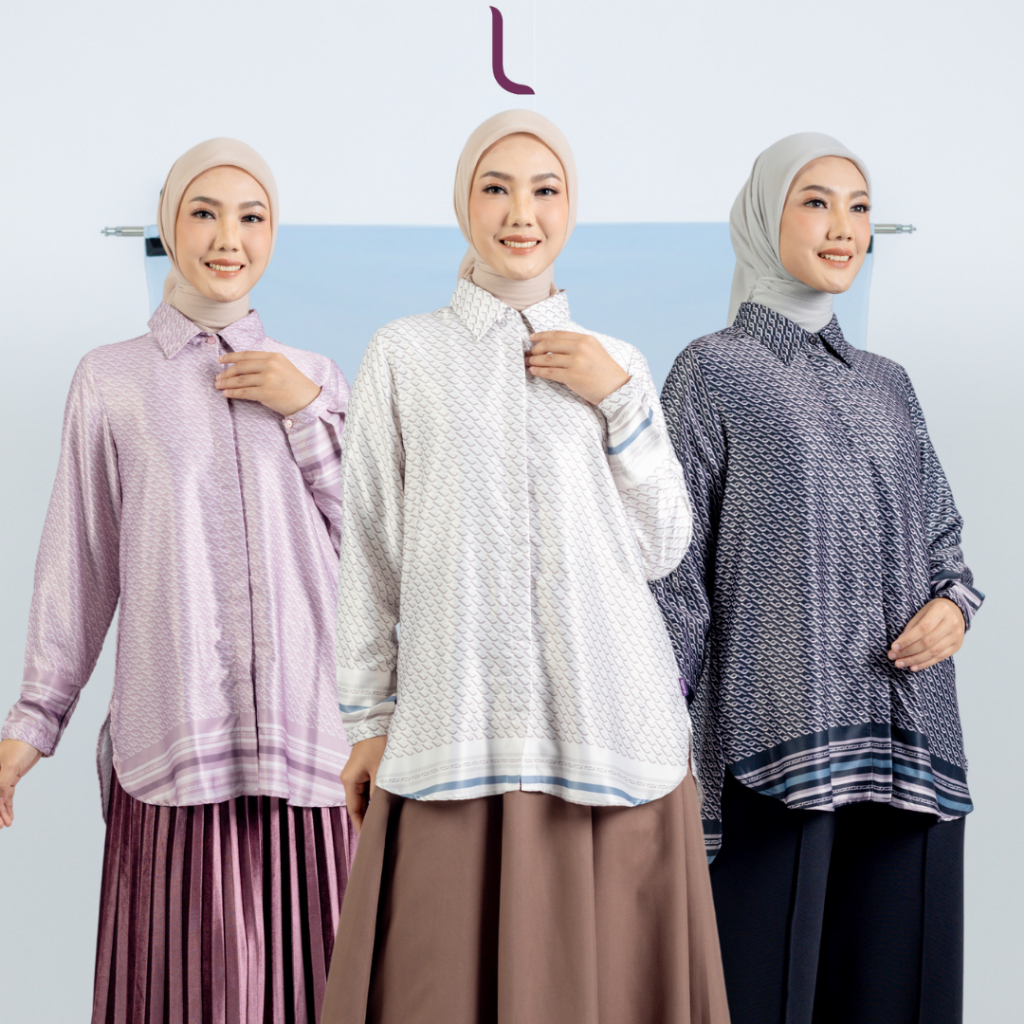 Jual Elzatta Atasan Wanita Tunik Motif Border Monogram | Shopee Indonesia