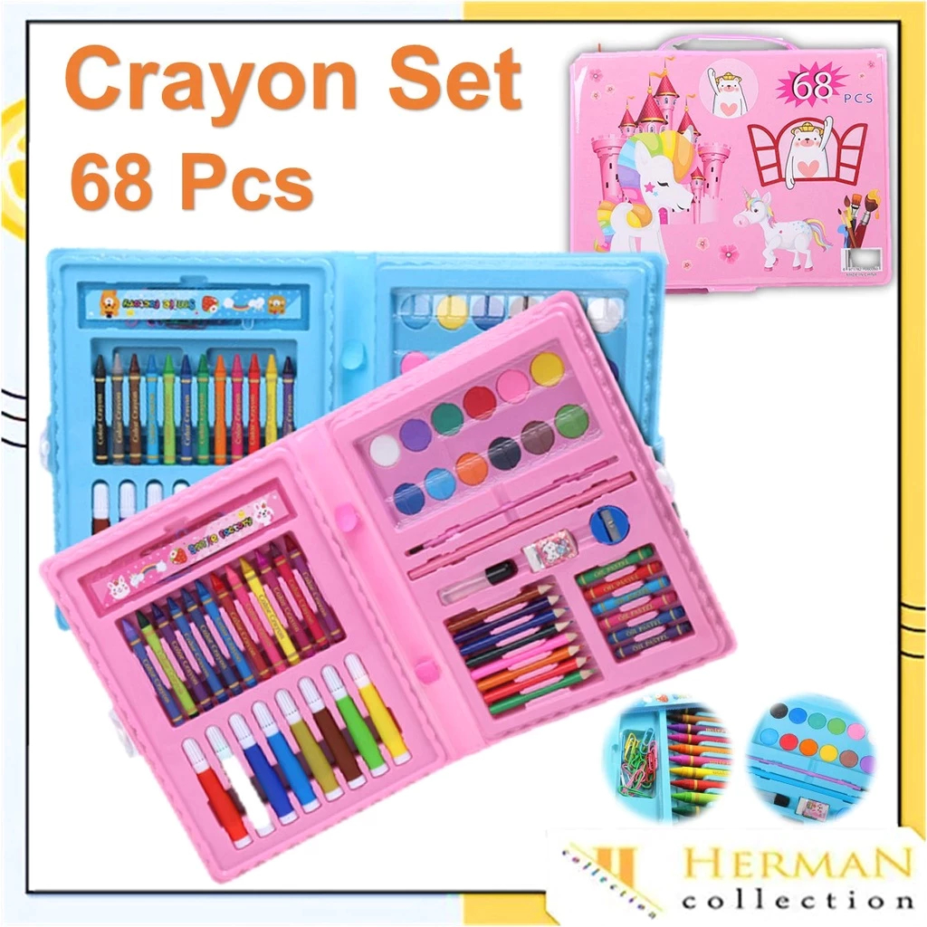 Jual Crayon 68set / Pensil Warna Set 68 pcs / Art Set 68 pcs / Krayon ...