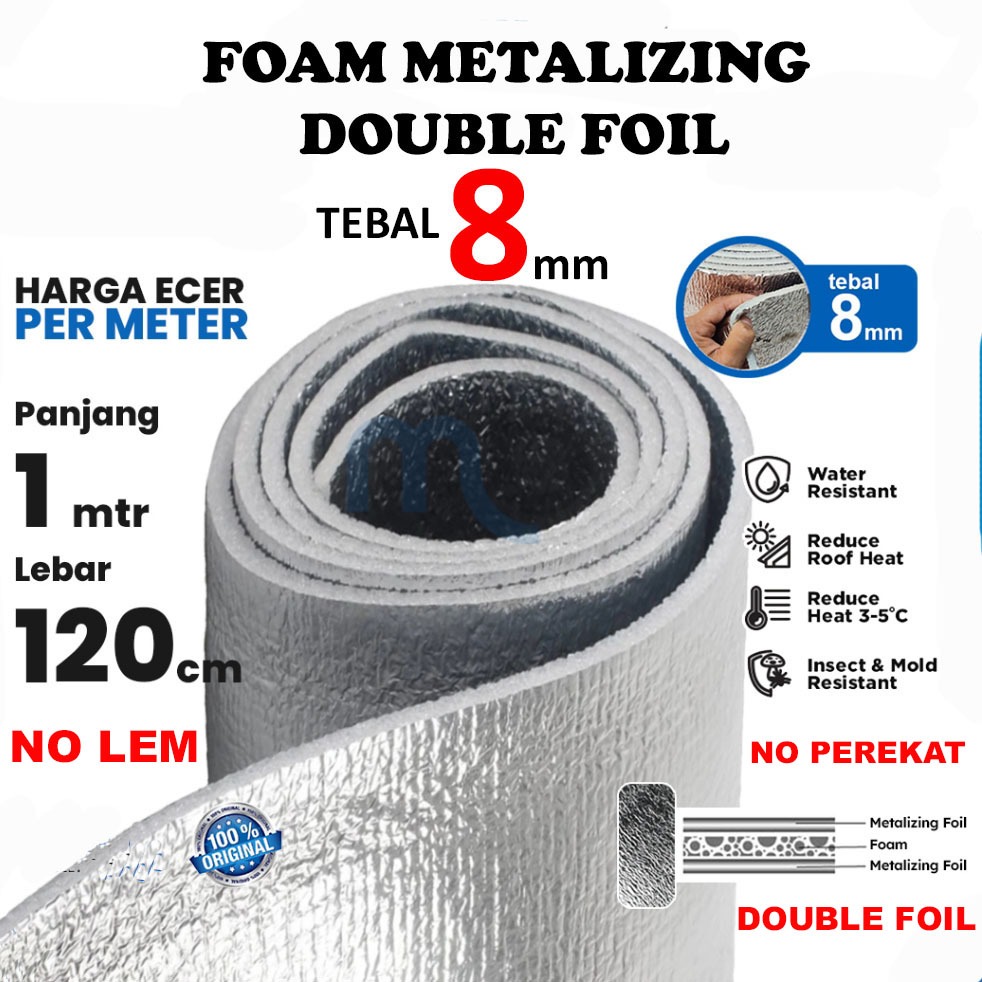 Jual [Per METER ] TEBAL 8 mm Aluminium Foil Atap Double | Thermal Foam ...