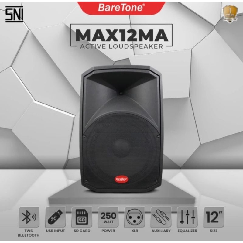 Jual SPEAKER AKTIVE BARETONE MAX12MA SPEAKER 12 INCH 250 WATT TWS ...