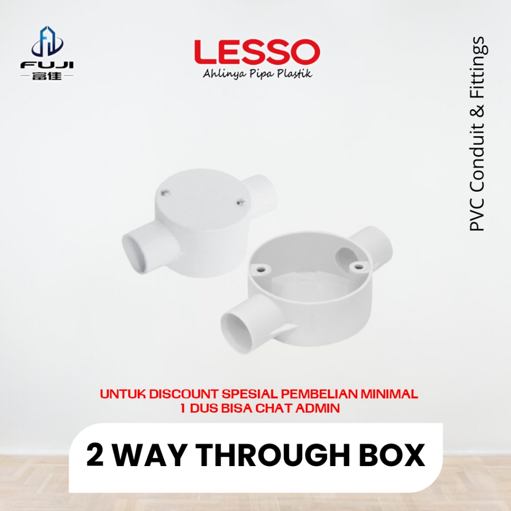 Jual Lesso PVC Conduit 2 Way Through Box Dengan Penutup | Shopee Indonesia