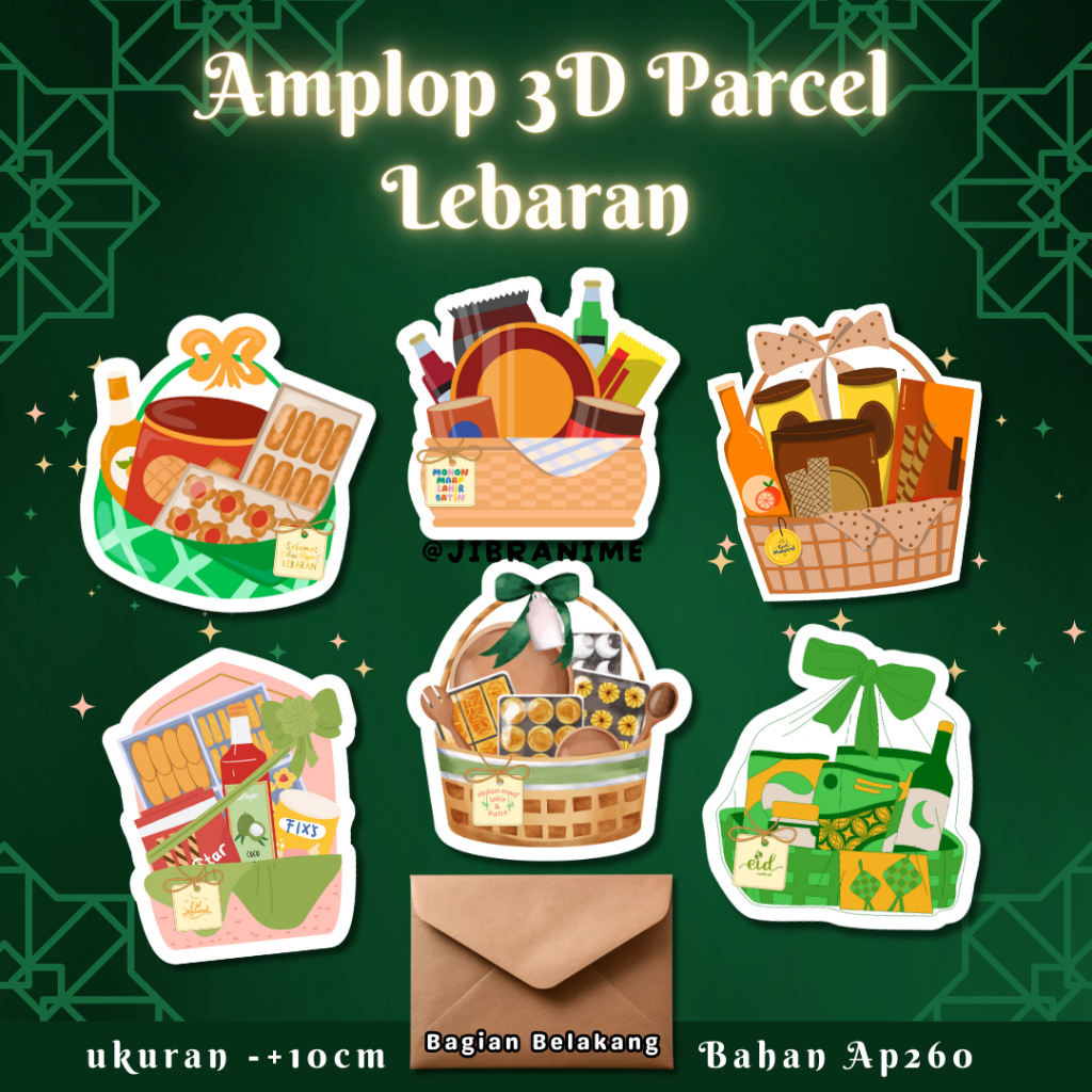 Jual (ISI 6) AMPLOP LEBARAN 3D PARCEL LUCU PREMIUM | Shopee Indonesia