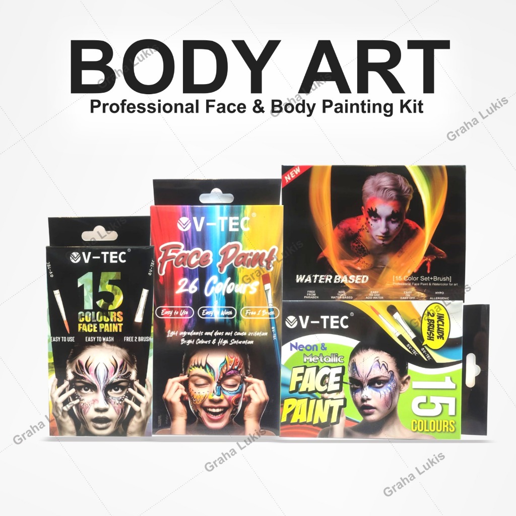 Jual Face and Body Painting - Body Art Set 26 / 15 Colours Basic / Neon ...