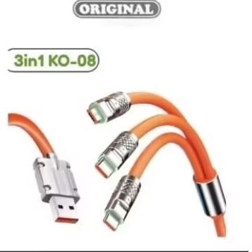 Jual KABEL DATA 3IN1 KO-08 KABEL 120W 6A 1200MM FAST CHARGING | Shopee ...