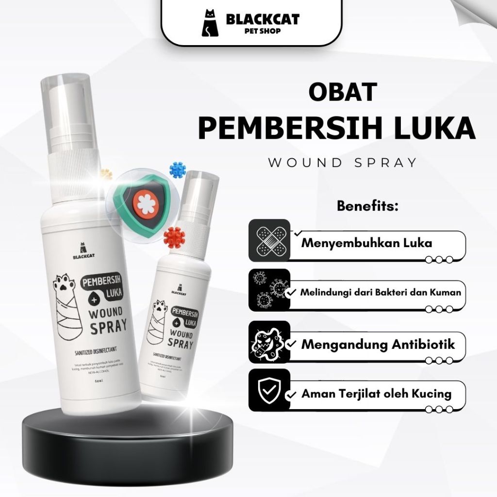 Jual BLACKCAT Spray Obat Luka Kucing Mempercepat Penyembuhan Luka 60ml ...