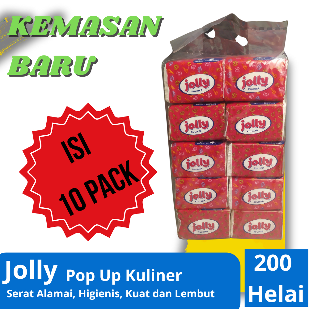 Jual Tissue Jolly 200 sheet pop up MULTIPACK isi 10 pack Tissue Kuliner ...