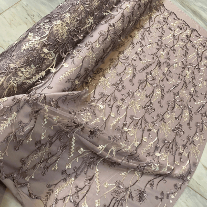 Jual Bahan Kain Kebaya Brukat Tile Embroidery 2 Tone Mewah Daisy NEW ...