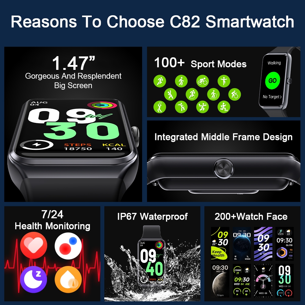 Jual RAYVASI C82 SmartBand Wantia Multiple Watch Faces Waterproof 100 ...