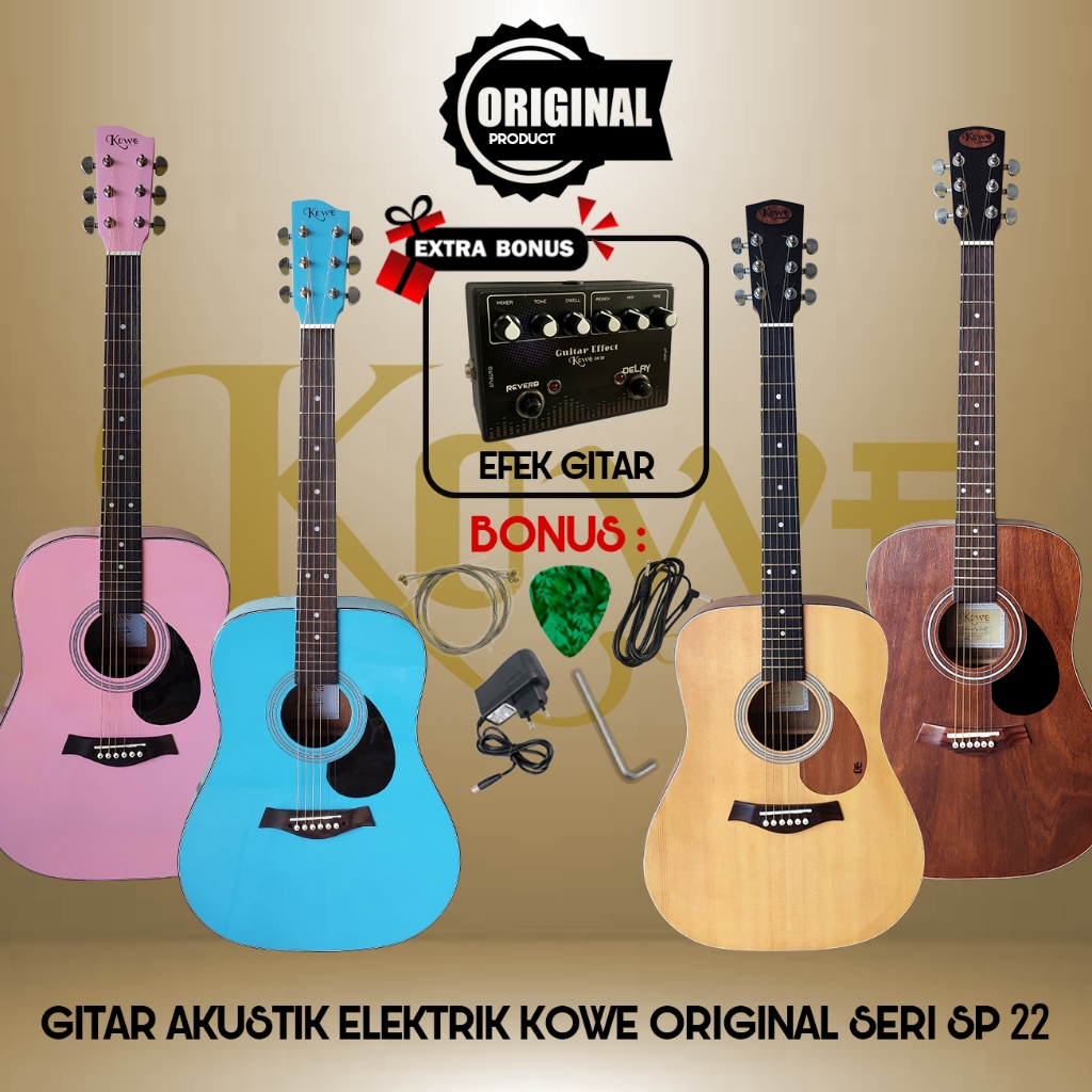Jual KOWE Gitar Kita Original Akustik Elektrik Seri SP 22 Paket Hemat ...
