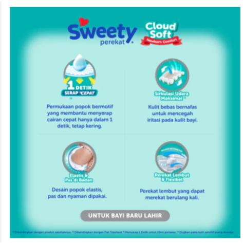 Jual Sweety Silver Comfort Cloud Soft Newborn NB - S 40 Popok Perekat ...