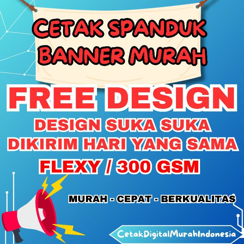Jual CETAK SPANDUK BANNER MURAH BAHAN FLEXY 300 GSM | Shopee Indonesia