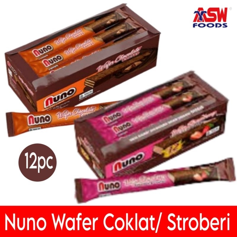 Jual ASW Nuno Wafer stroberi coklat isi 12pc | Shopee Indonesia