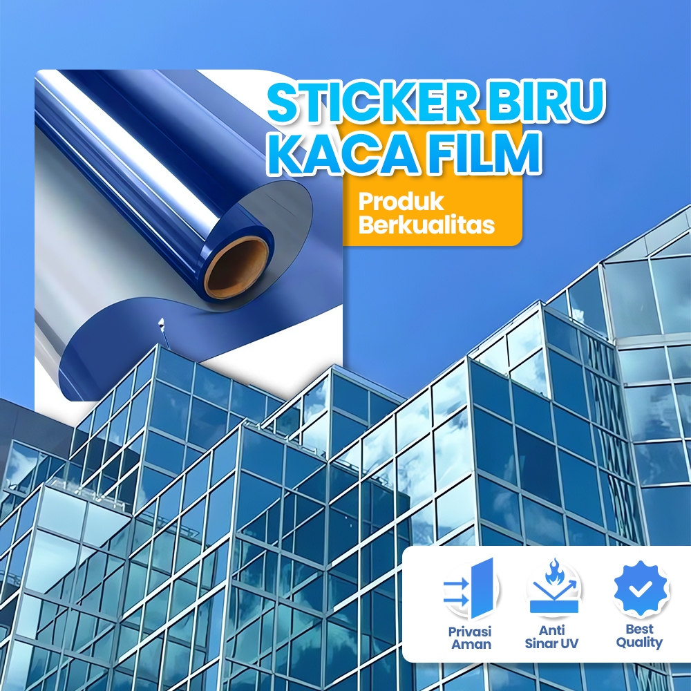 Jual Stiker Kaca Film One Way Biru Lapisan Isolasi Kaca Jendela Pintu ...