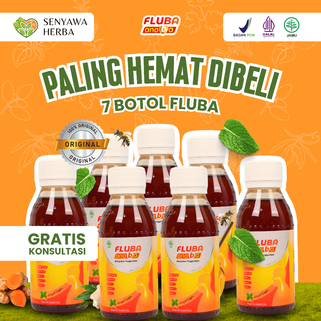 Jual Paket 7 Botol FLUBA ANABA Madu Obat Herbal Atasi Masalah Flu ...