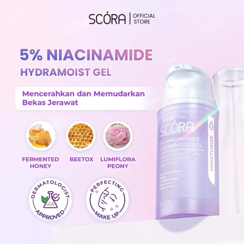Jual SCORA 5% Niacinamide Hydramoist Gel 100ml Pelembab Wajah yang Mencerahkan Kulit Memperbaiki ...