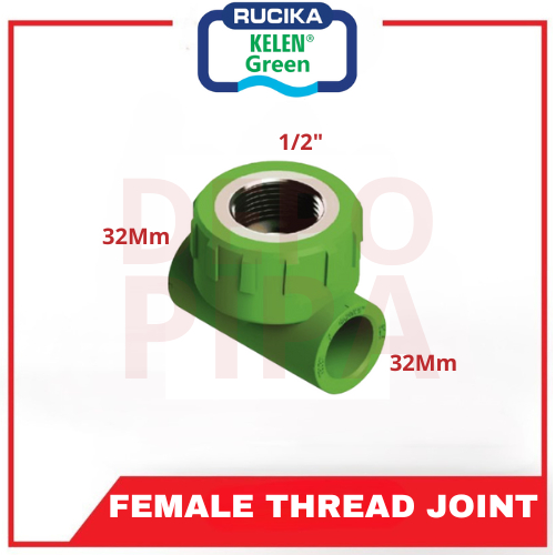 Jual RUCIKA FEMALE THREAD JOINT / TEE DRAT DALAM 32Mm x 1/2" FITTING PPR | Shopee Indonesia
