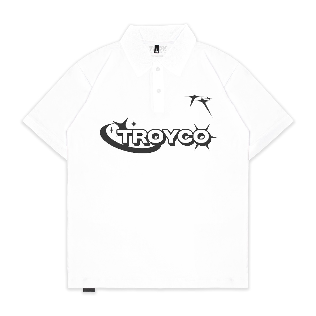 Jual Troy Company Wangky Polo Shirt Full White Sparkling Stars - Kaos ...