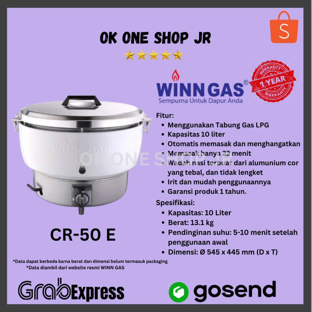 Jual Winn Gas RC-50E Rice Cooker ( 10 Liter ) | Shopee Indonesia