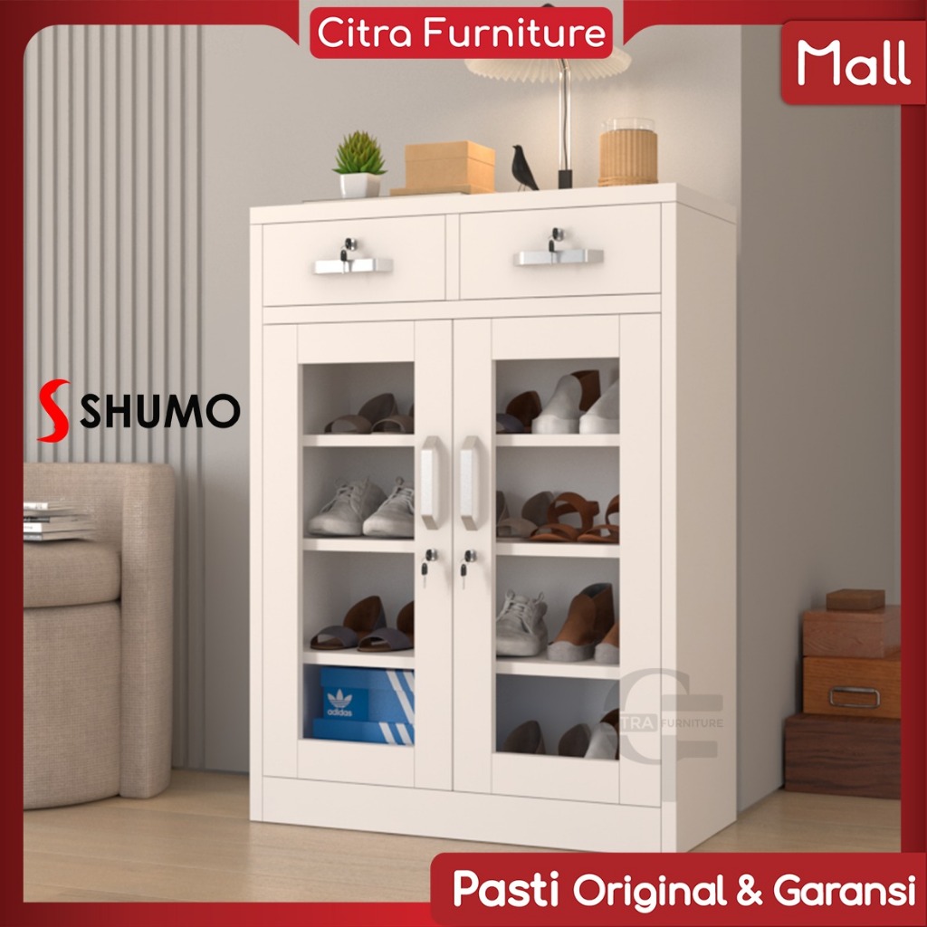Jual CITRA FURNITURE SHUMO Lemari Kabinet Rak Sepatu 2 Pintu Besi Kaca ...