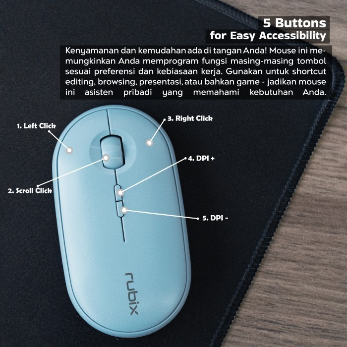Jual Mouse Office DA Rubix M201 Wireless Bluetooth Silent Click Ultra ...