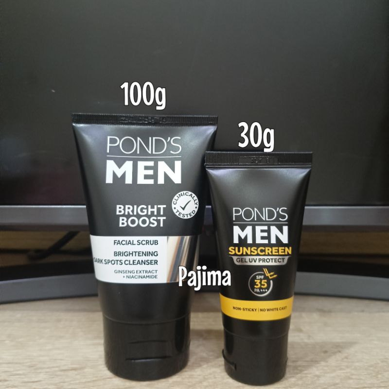 Jual POND'S Bright Boost Scrub Facial Wash 100g/POND'S MEN Sunscreen ...