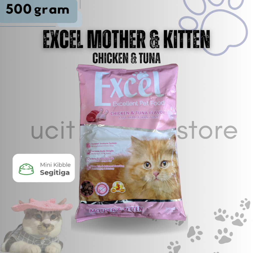 Jual Excel Cat Food Mother & KItten Chicken & Tuna 500 gram "Dry Food ...