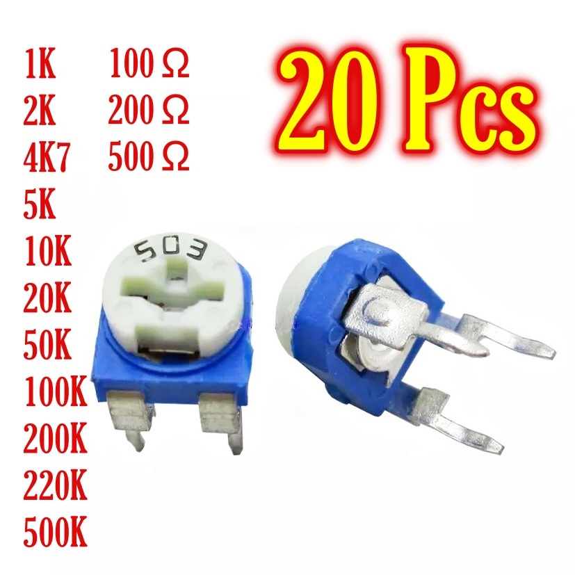 Jual 20Pcs VR 1k 2k 4K7 5k 10k 20K 50k 100k 200k 220k 500K 100 200 500 ...
