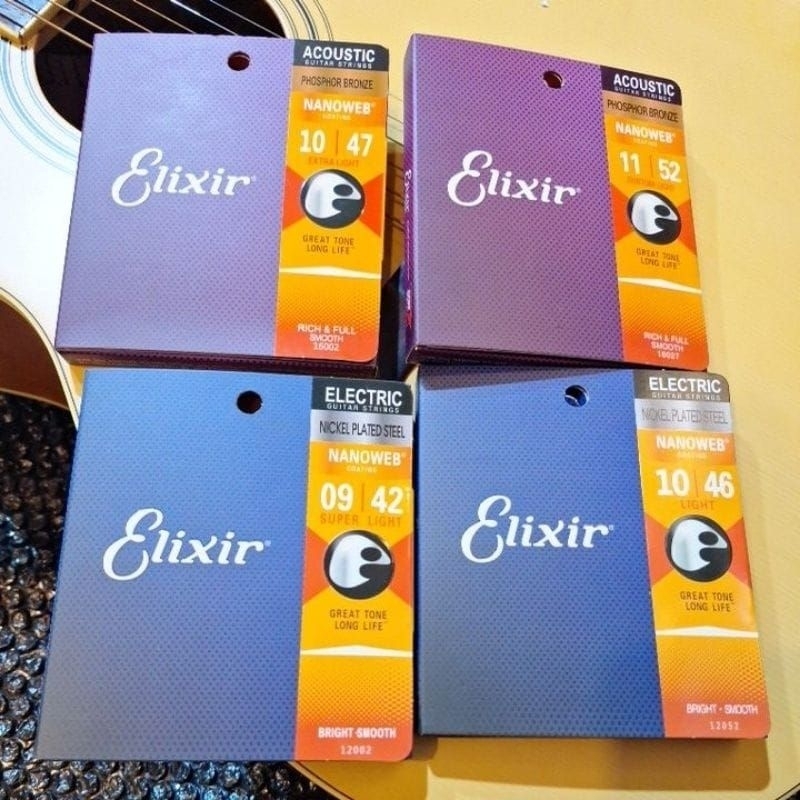 Jual SENAR GITAR AKUSTIK & ELEKTRIK ELIXIR NANOWEB STRING 1 SET ...