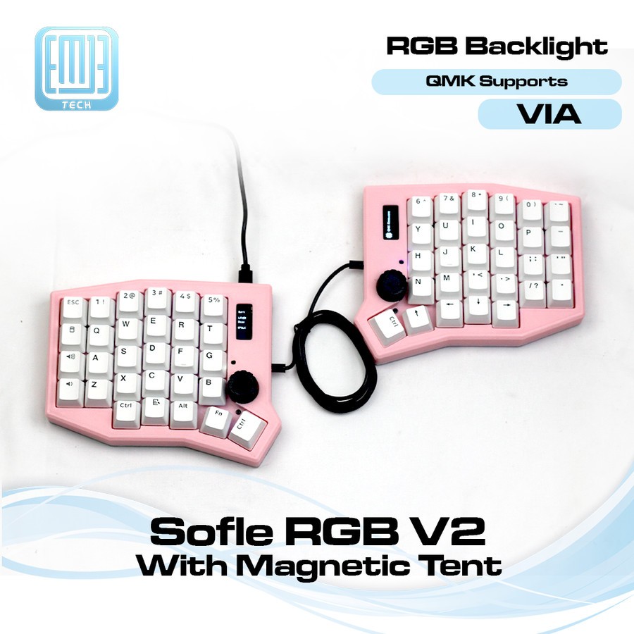 Jual Sofle RGB Underglow V2.1 Ergo Split Mechanical Keyboard VIA Knob ...