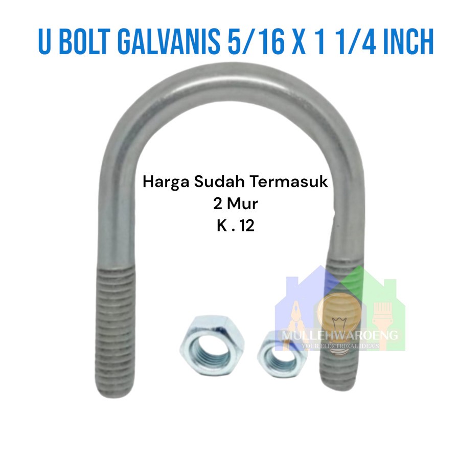 Jual Ubolt 1 1/4" / Klem Pipa 1 1/4" / Klem U Bolt 1 1/4" / Ubolt Galvanis Putih | Shopee Indonesia