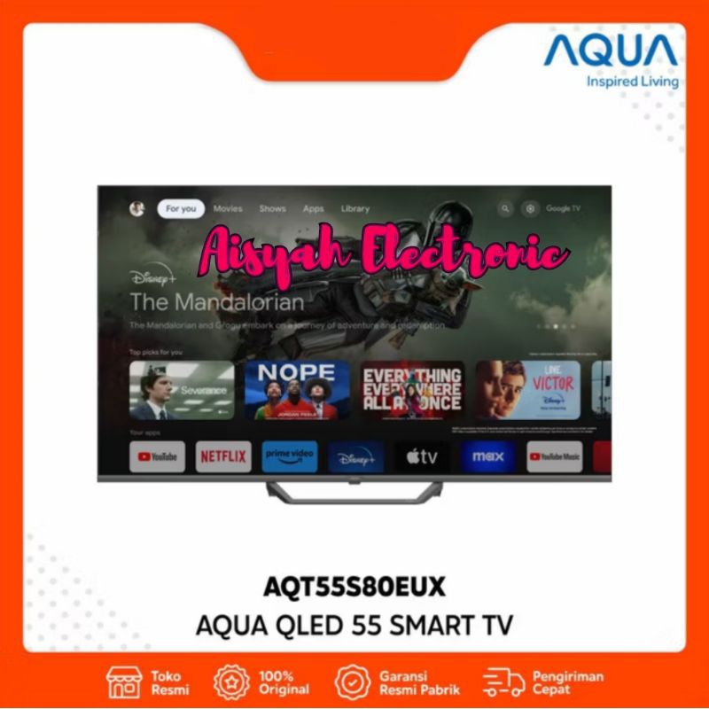 Jual QLED GOOGLE TV AQUA AQT55S80EUX 55 INCI UHD 4K GARANSI 5 TAHUN ...