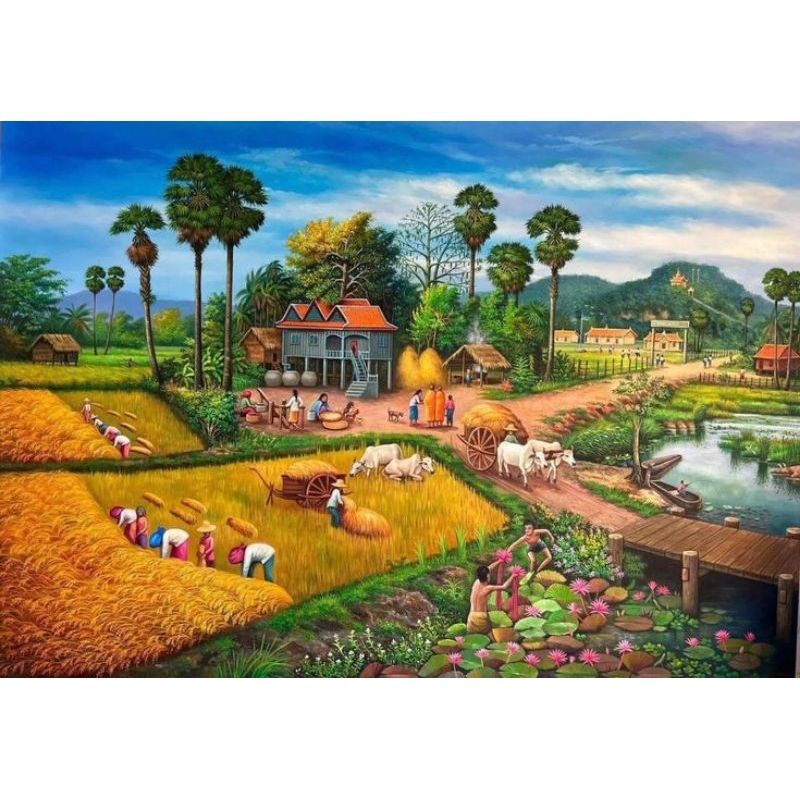 Jual poster cetak big jumbo, pemandangan sawah, hiasan dinding bisa cod ...