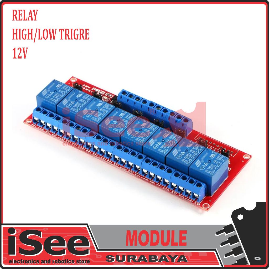 Jual 8 Channel Relay Optocoupler Module 12V Red Board Version aktive ...