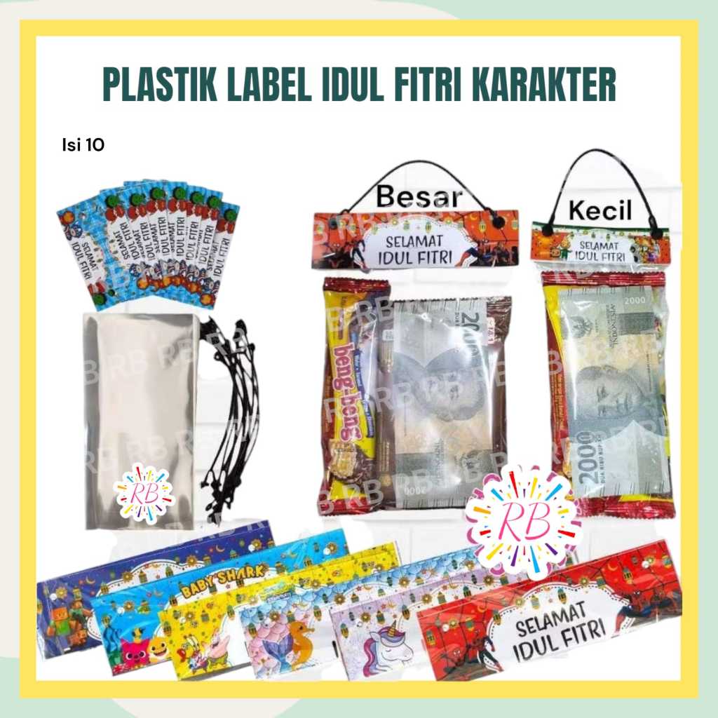 Jual Plastik LABEL IDUL FITRI KARAKTER Isi 10 / Tas Plastik Snack ...