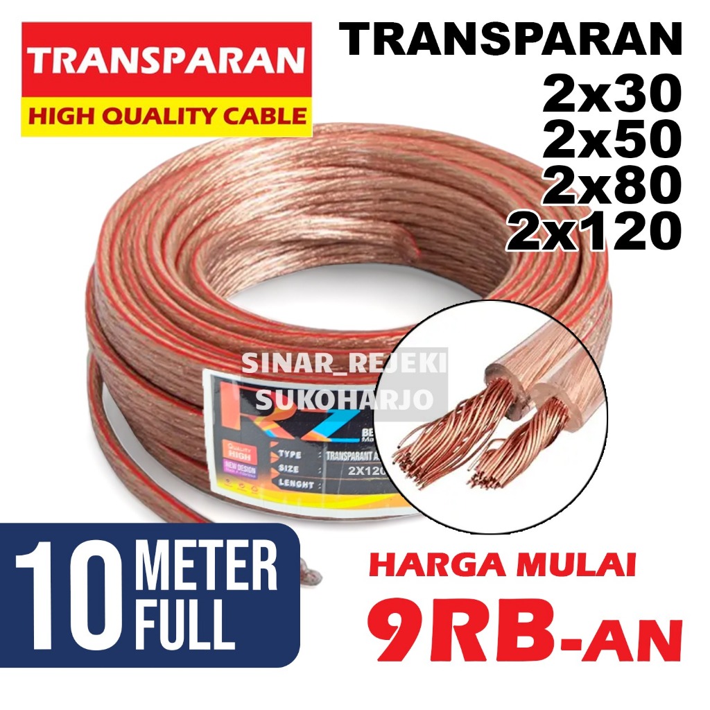 Jual Kabel Listrik Transparan Kabel Serabut 2x120 2X80 2x50 2x30 Roll ...