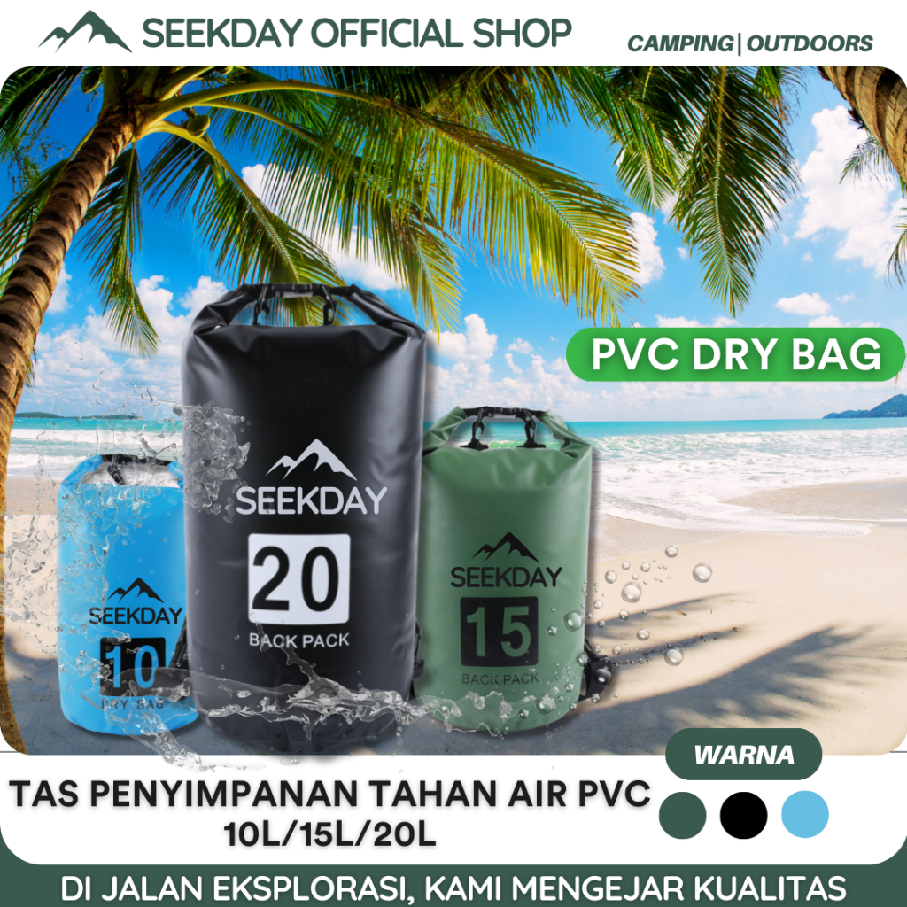 Jual Seekday 10L/15L/20L Dry tas Outdoor Waterproof Dry bags / Tas anti air Cocok untuk pantai ...