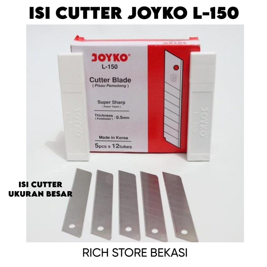 Jual ISI CUTTER MERK JOYKO L-150 PISAU CUTTER UKURAN BESAR [HARGA PER 1 ...
