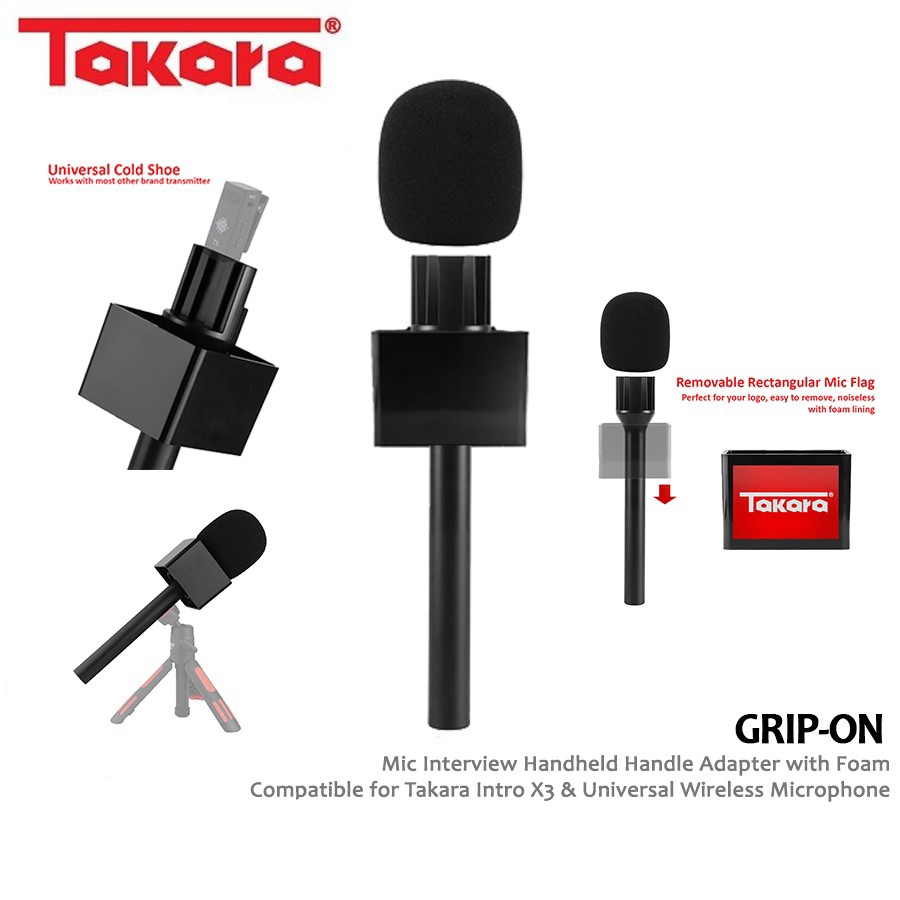Jual Takara Grip-On Universal Interview Mic Handheld Handle Microphone ...