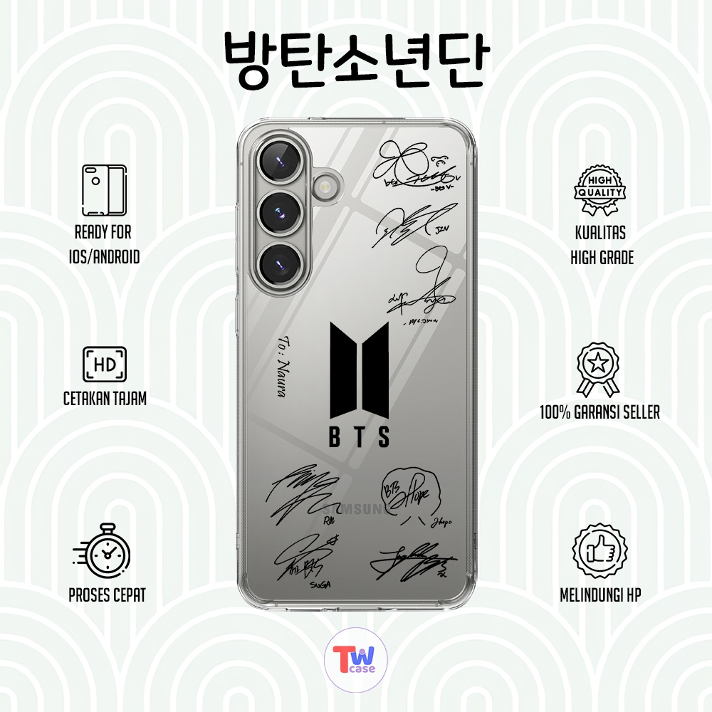 Jual Casing HP Clear Softcase BTS Logo + TTD + Nama Clear HD Silikon ...