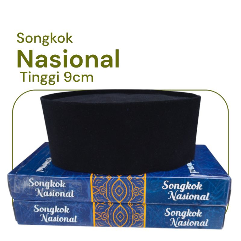 Jual SONGKOK NASIONAL PECI HITAM POLOS NON AC EXCLUSIF KOPIAH TINGGI 9CM BAHAN BLUDRU HALUS ...