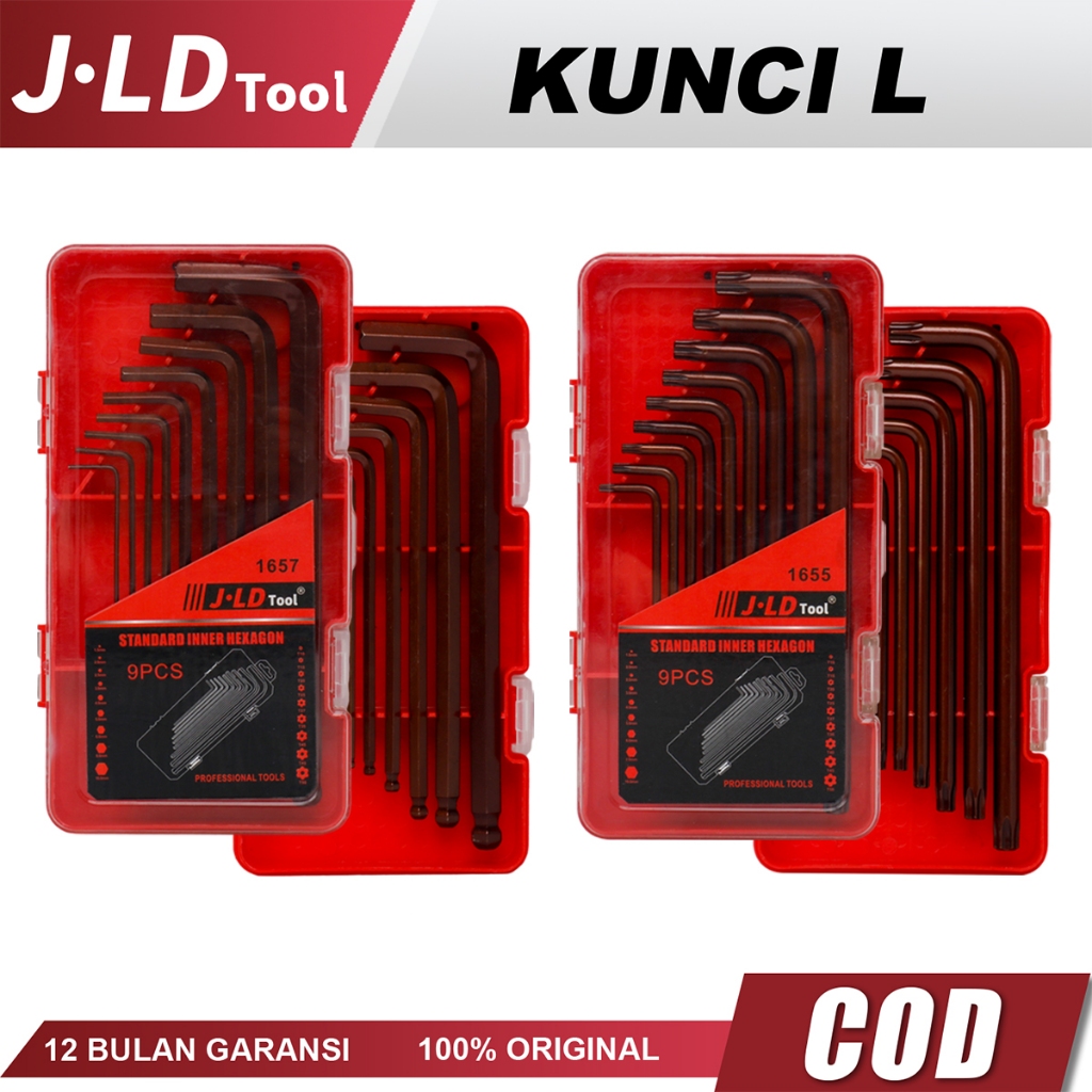 Jual JLD 9Pcs Kunci L Torx Bintang/Hex Bola/ Pendek Dan Panjang Allen ...