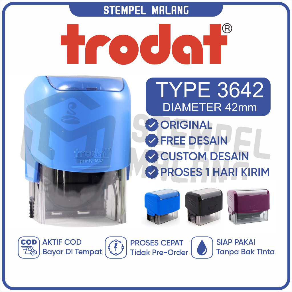Jual STEMPEL TRODAT BULAT 3642 | CUSTOM DESAIN | NAMA TOKO | DLL (UKURAN D40, 1 WARNA) EKONOMIS ...