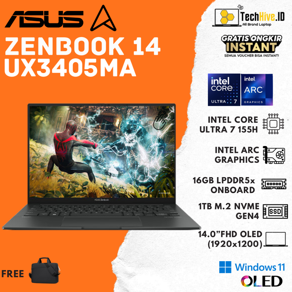 Jual ASUS ZENBOOK 14 OLED AI Q425MA/UX3405MA INTEL ULTRA 7 155H 16GB ...