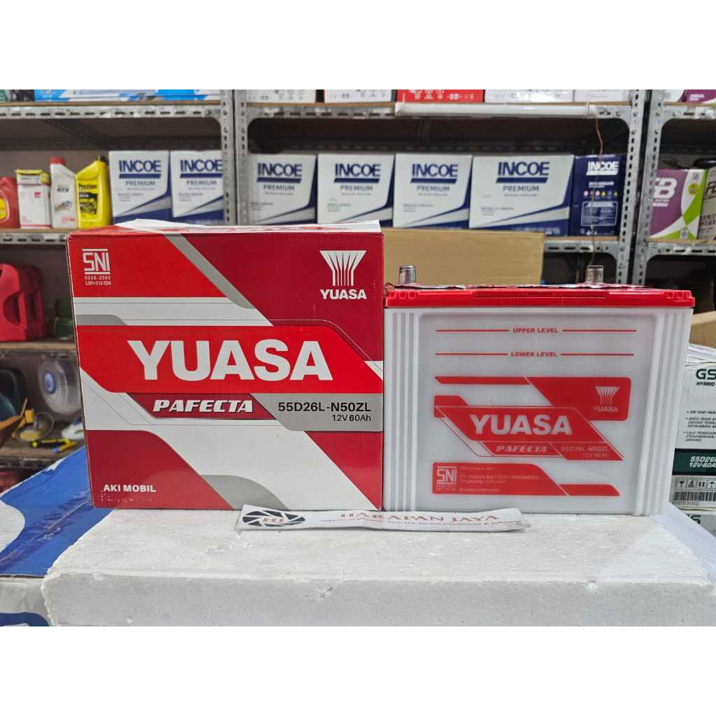 Jual AKI MOBIL YUASA PAFECTA 55D26L / N50ZL (60 AH) PREMIUM BASAH | Shopee Indonesia