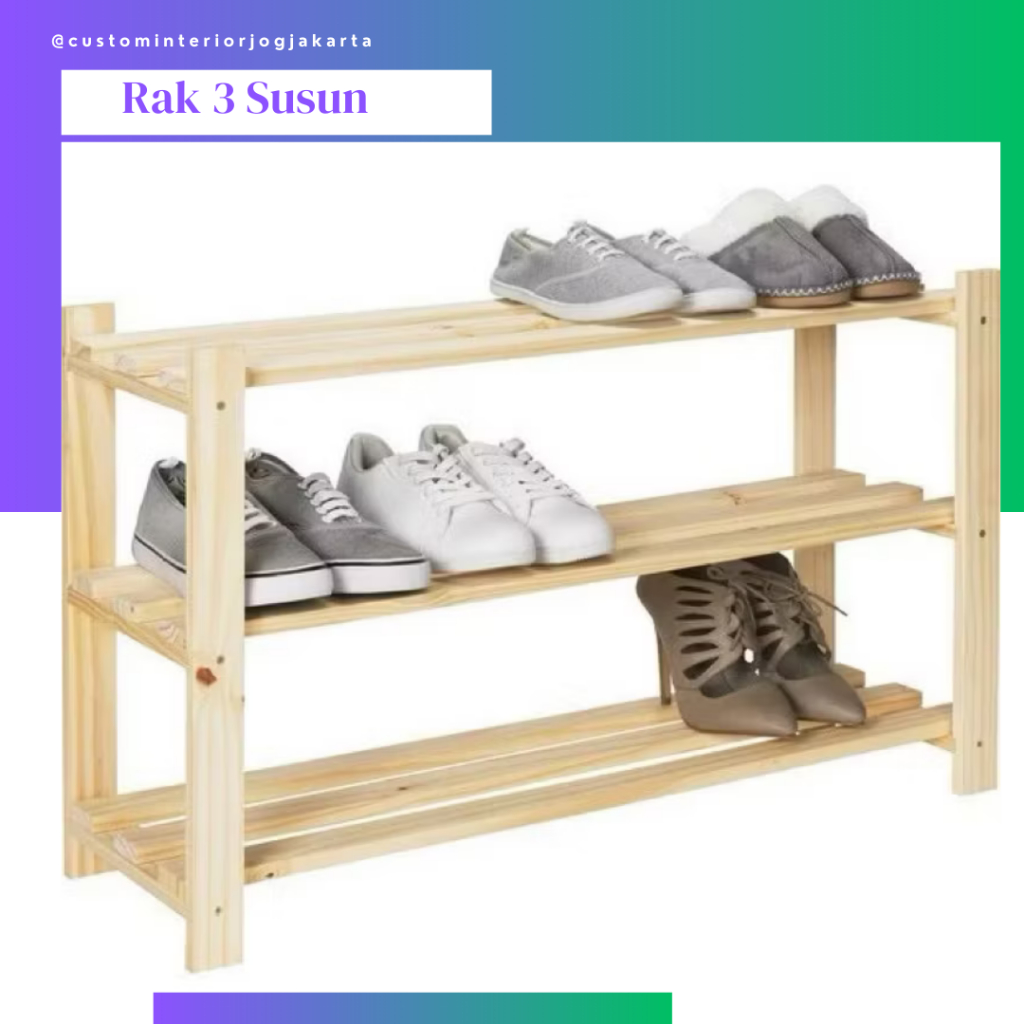 Jual Rak Kayu Susun 3 ukuran 50cm Rak Sepatu/ Dapur/ Rak Buku | Shopee ...
